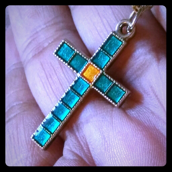 Jewelry | Vintage Enamel Inlay Cross Necklace | Poshmark